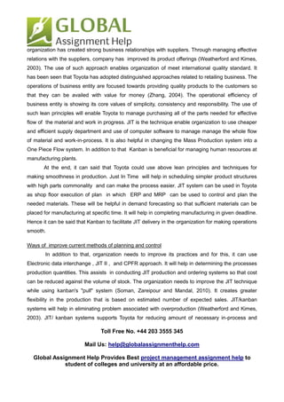 Sample Report on Logistic Operation management by Global Assignment ...