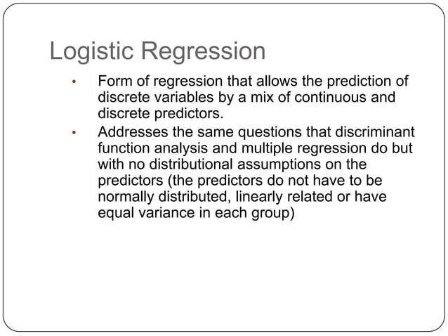 Logistic regression | PPTX | Technology & Computing