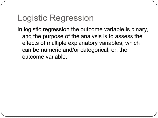 Logistic regression | PPTX | Technology & Computing