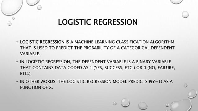 Logistic regression | PPTX | Technology & Computing