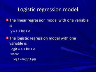 Logistic regression (blyth 2006) (simplified) | PPT | Science
