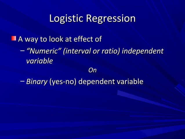 Logistic regression (blyth 2006) (simplified) | PPT