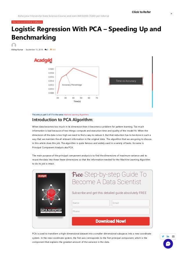 Logistic regression with pca algorithm a guide with example