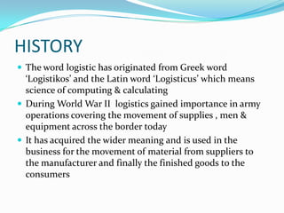 Logistics presentation for acadamics | PPTX