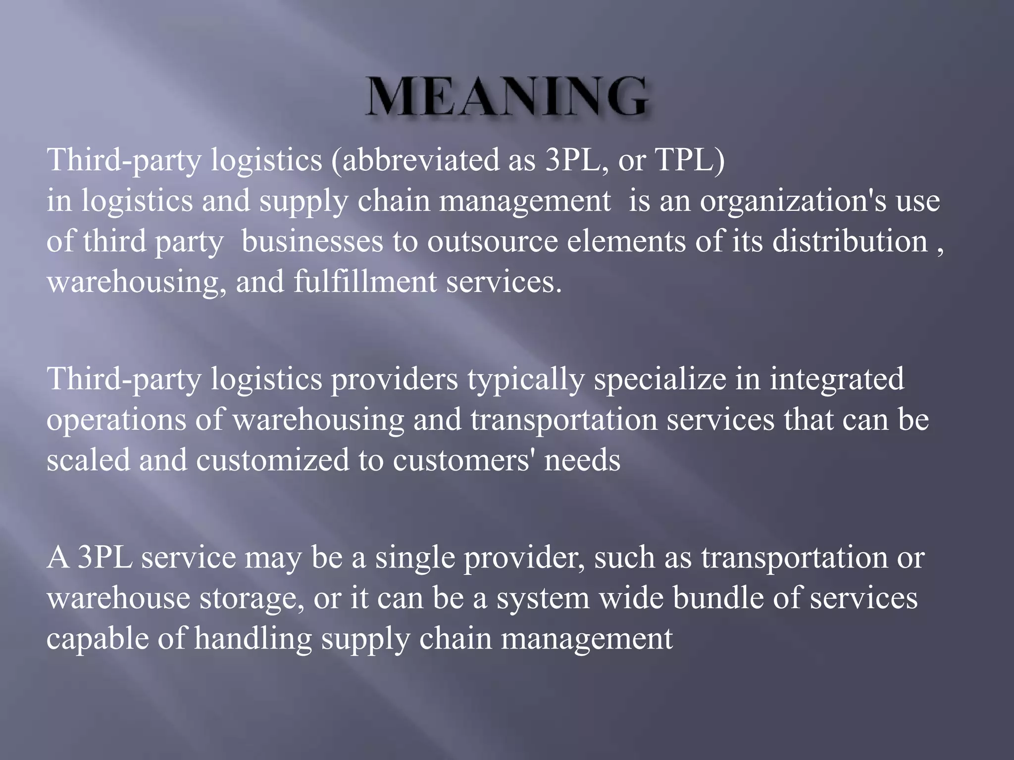 Third Party Logistics | PPTX