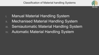 Logistics lecture-14 material handling | PPTX