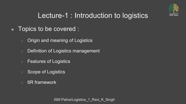 Logistics lecture-1 introduction to logistics-1 | PPTX
