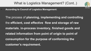 Logistics lecture-1 introduction to logistics-1 | PPTX