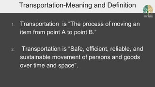 Logistics lecture-4 transportation-1 | PPT