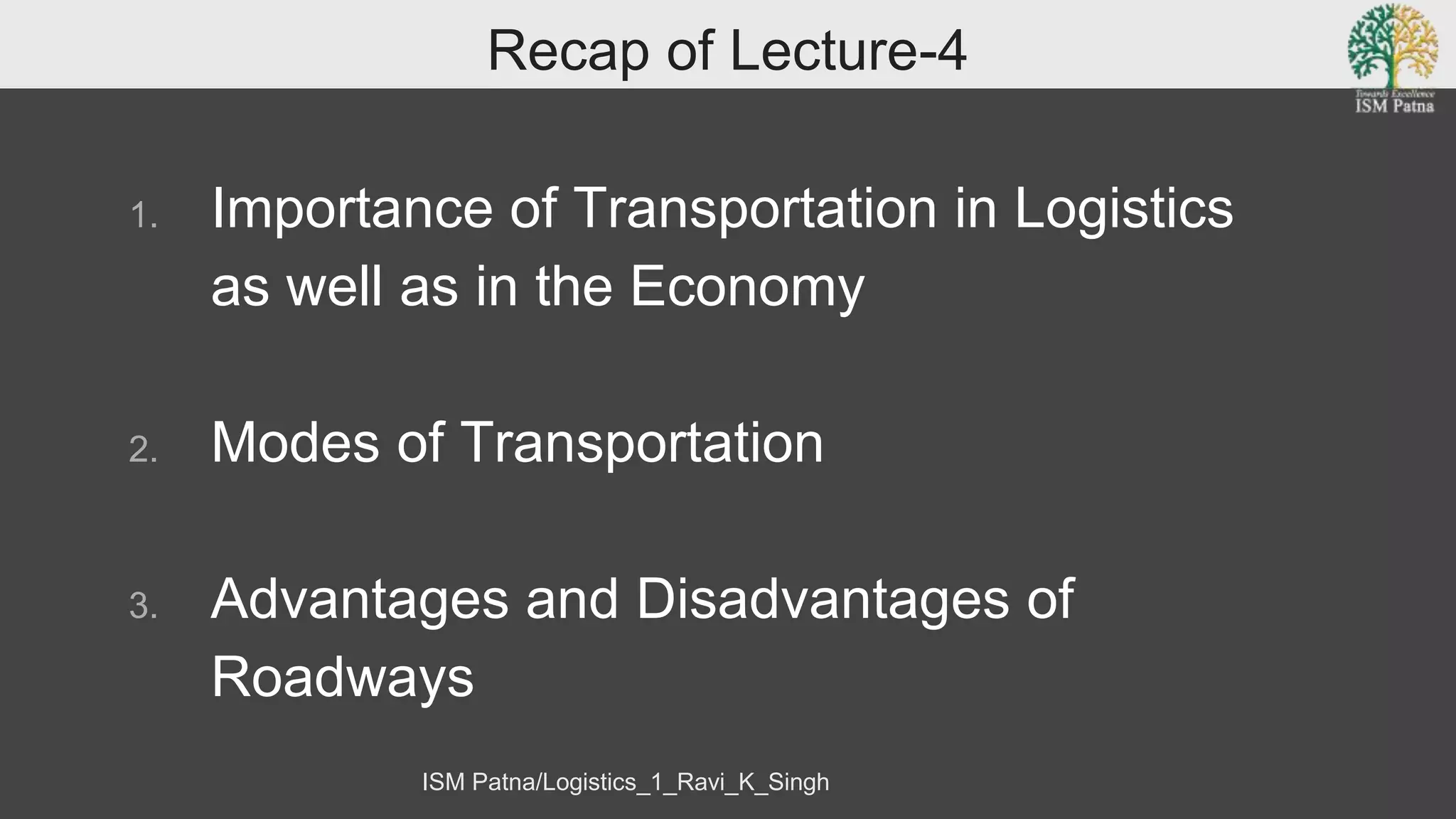 Logistics lecture-5 transportation-2 | PPT
