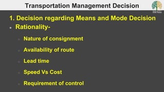 Logistics lecture-6 transportation-3 | PPTX
