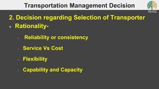 Logistics lecture-6 transportation-3 | PPTX