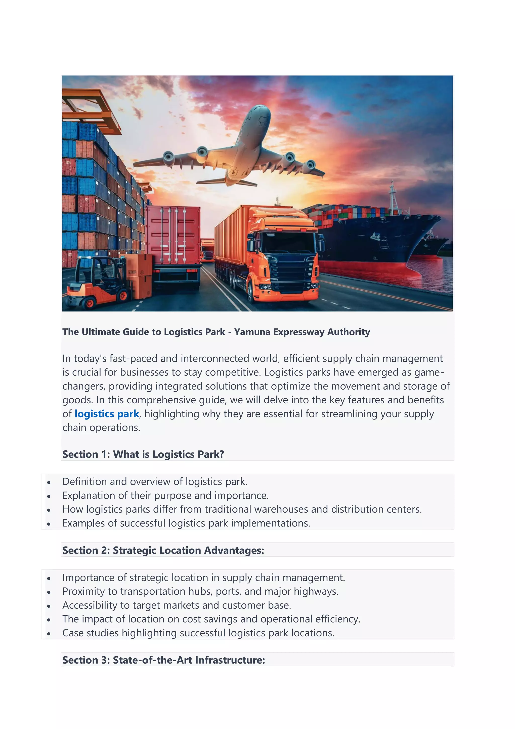 Welcome to Yamuna Expressway Authority's Logistics Park | PDF