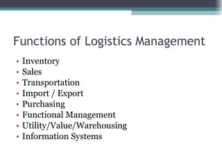 Logistics – an overview | PPT