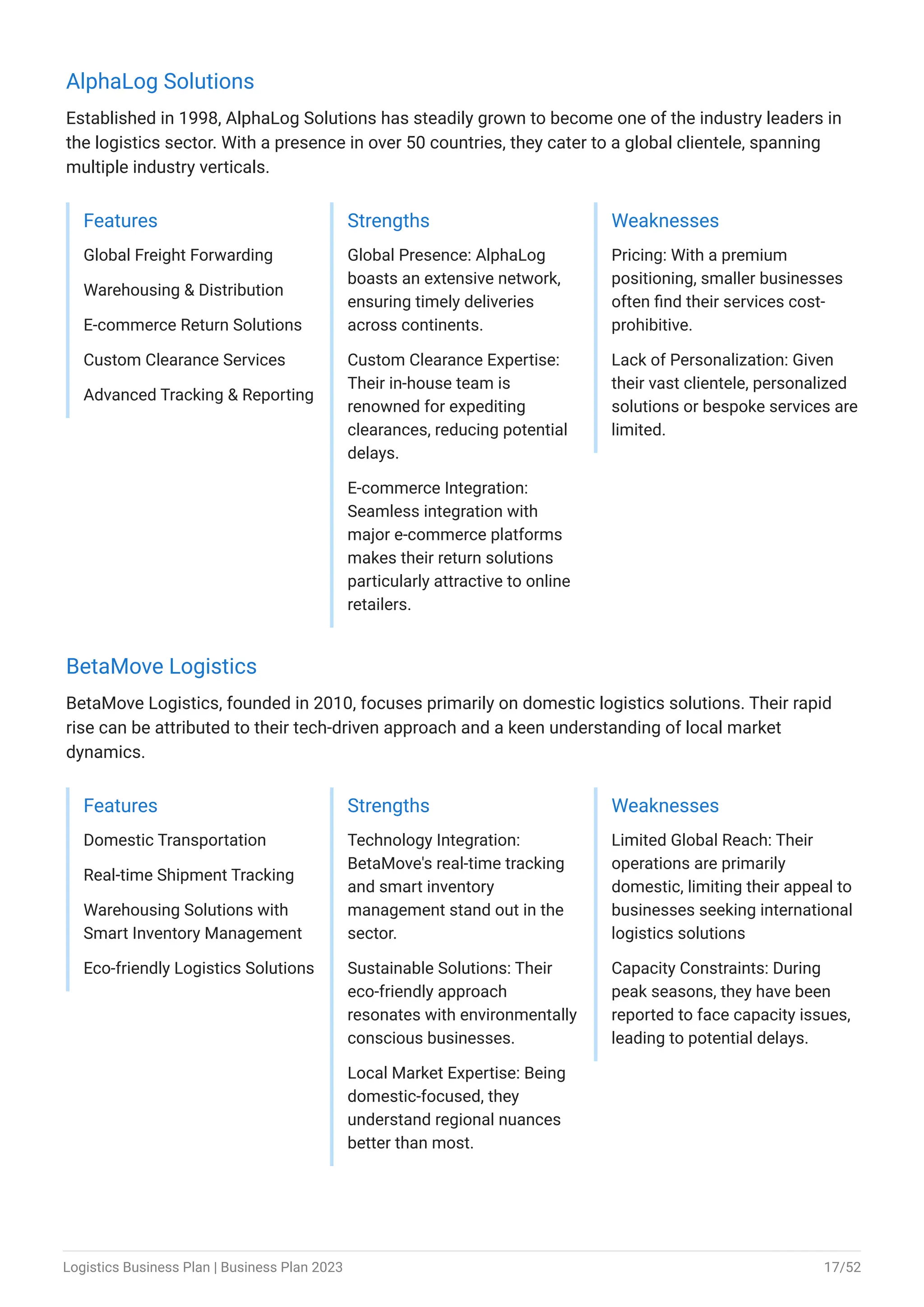 logistics business plan | PDF
