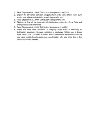 Logistics class exercise coca cola | DOCX | Business | Business and Finance