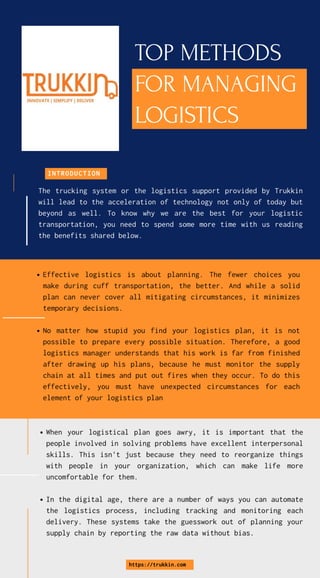 TOP METHODS FOR MANAGING LOGISTICS | PDF