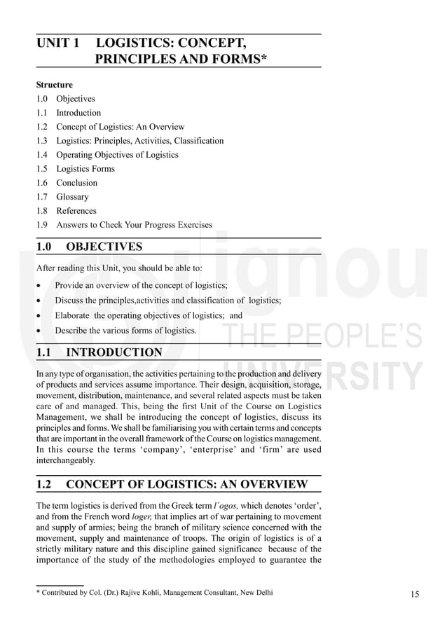 LOGISTICS: CONCEPT, Principles and Forms PRINCIPLES AND FORMS | PDF ...