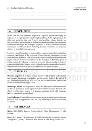 LOGISTICS: CONCEPT, Principles and Forms PRINCIPLES AND FORMS | PDF