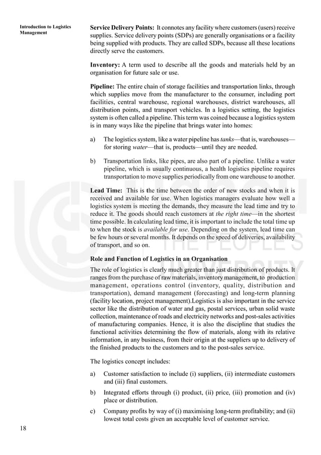 LOGISTICS: CONCEPT, Principles and Forms PRINCIPLES AND FORMS | PDF ...