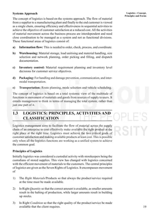LOGISTICS: CONCEPT, Principles and Forms PRINCIPLES AND FORMS | PDF