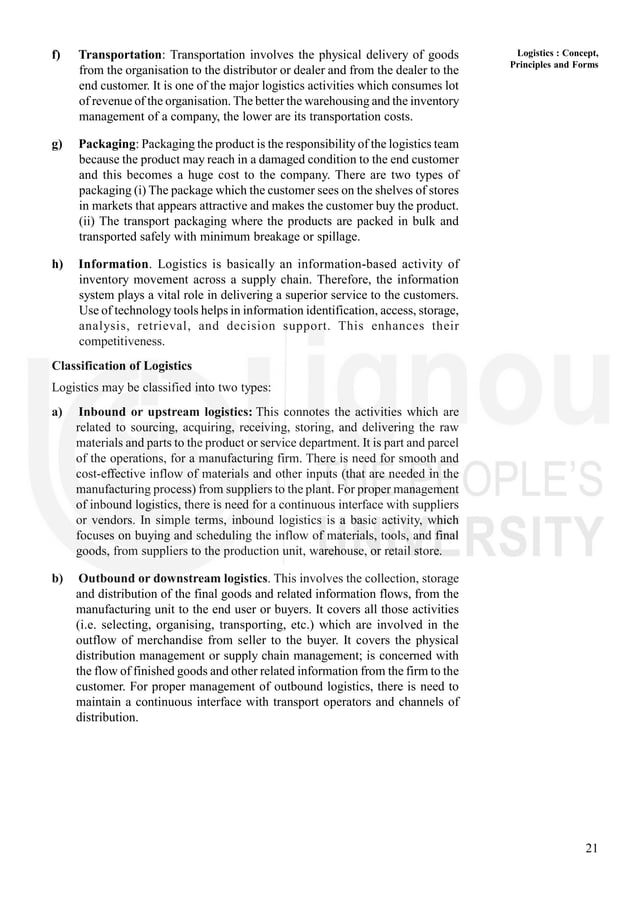 LOGISTICS: CONCEPT, Principles and Forms PRINCIPLES AND FORMS | PDF ...