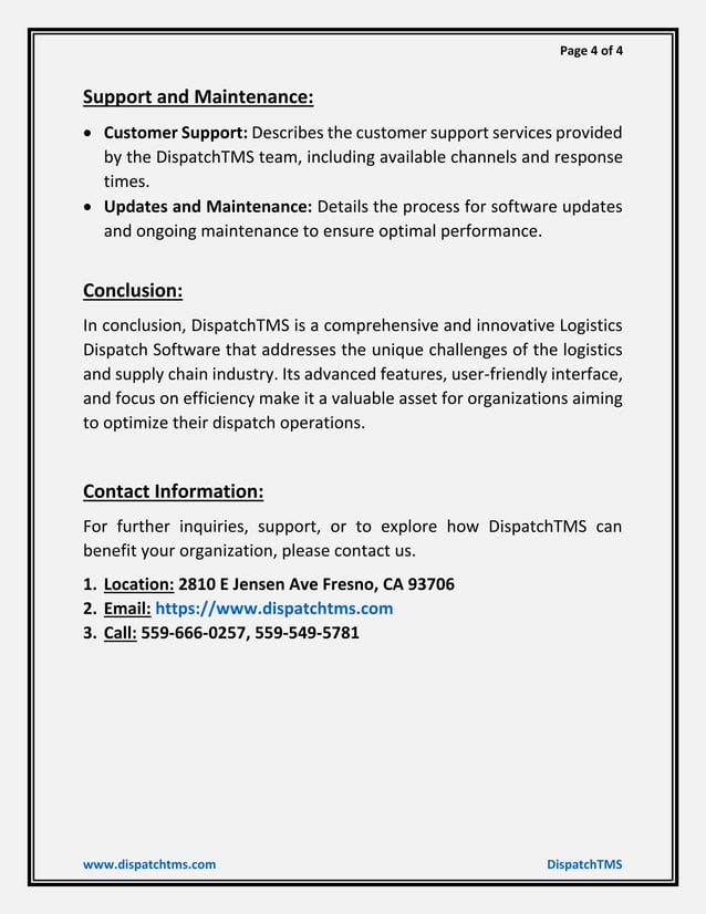 Logistics Dispatch Software - DispatchTMS | DOCX | Computer Software and Applications | Computing
