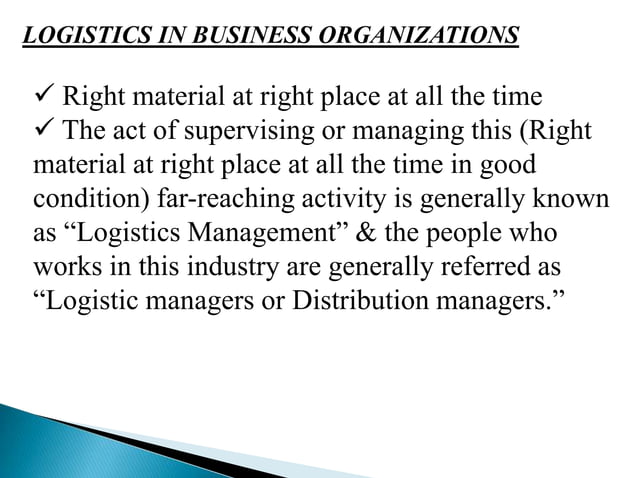 Logistics in business | PPT