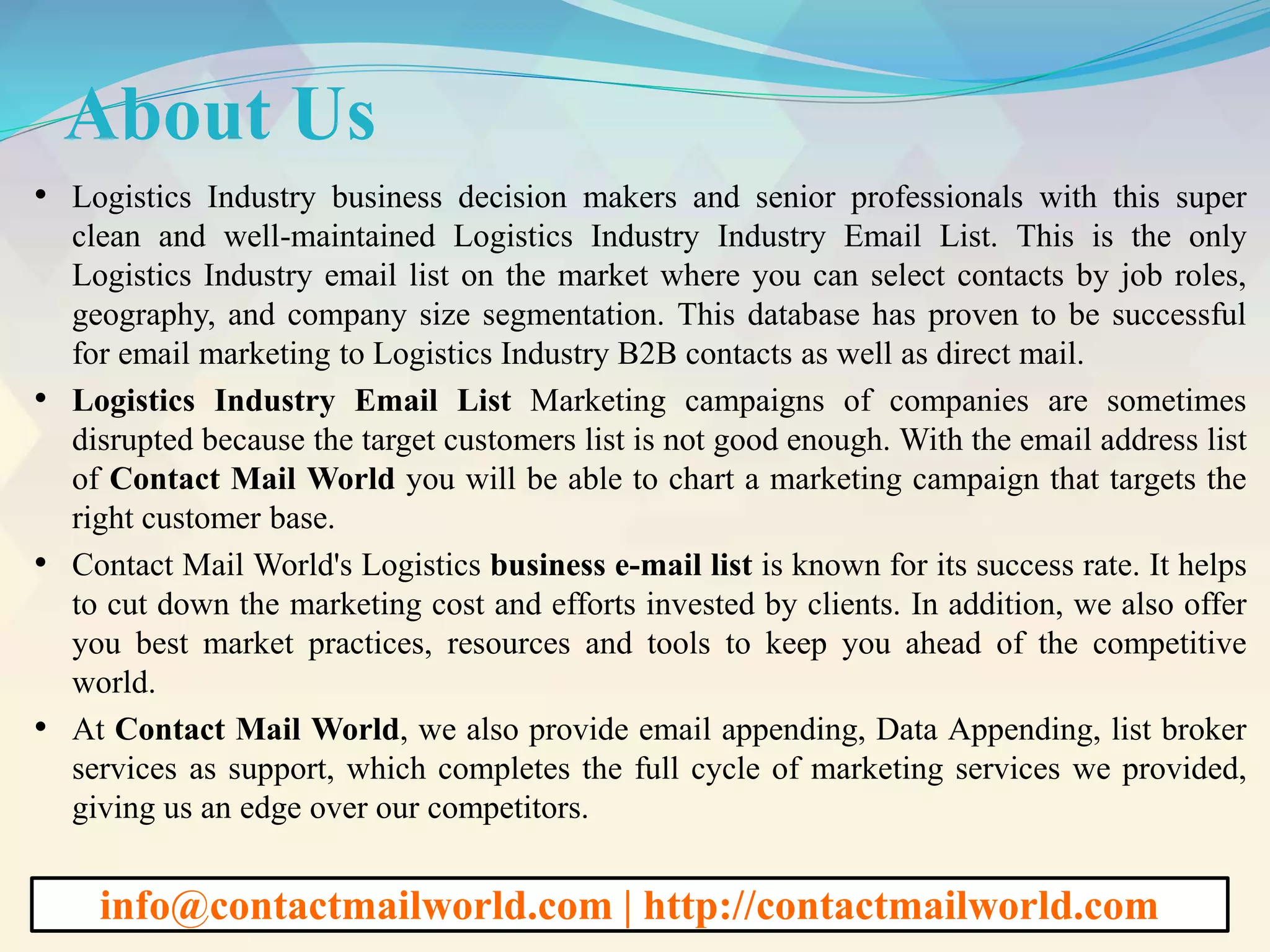 LOGISTICS INDUSTRY EMAIL LIST | PPTX