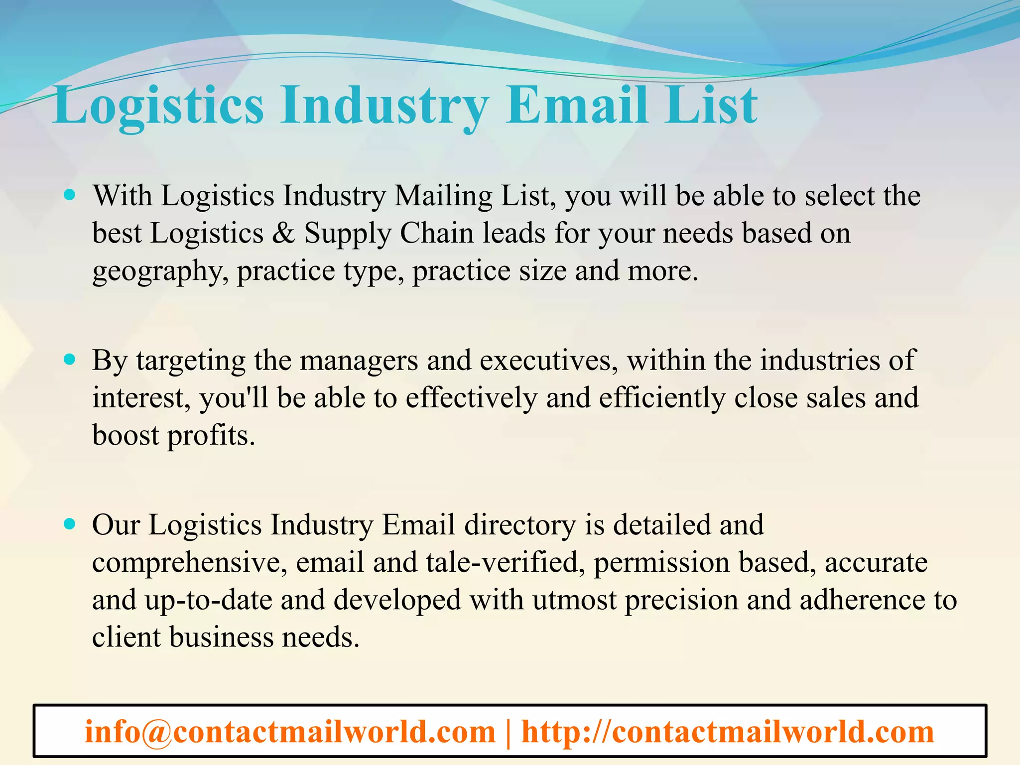 LOGISTICS INDUSTRY EMAIL LIST | PPTX
