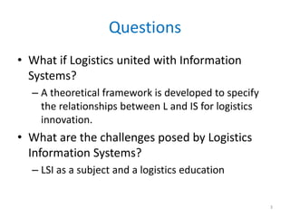 Logistics information system | PDF