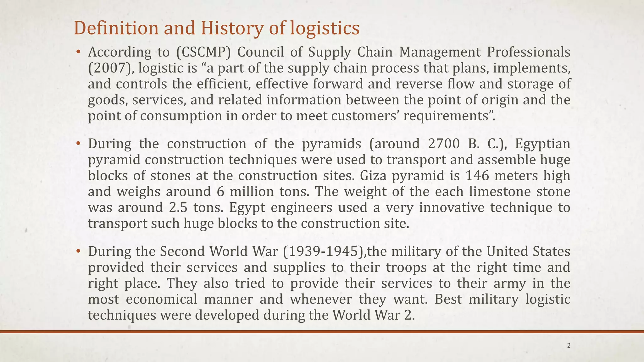 Logistics in manufacturing system | PPTX