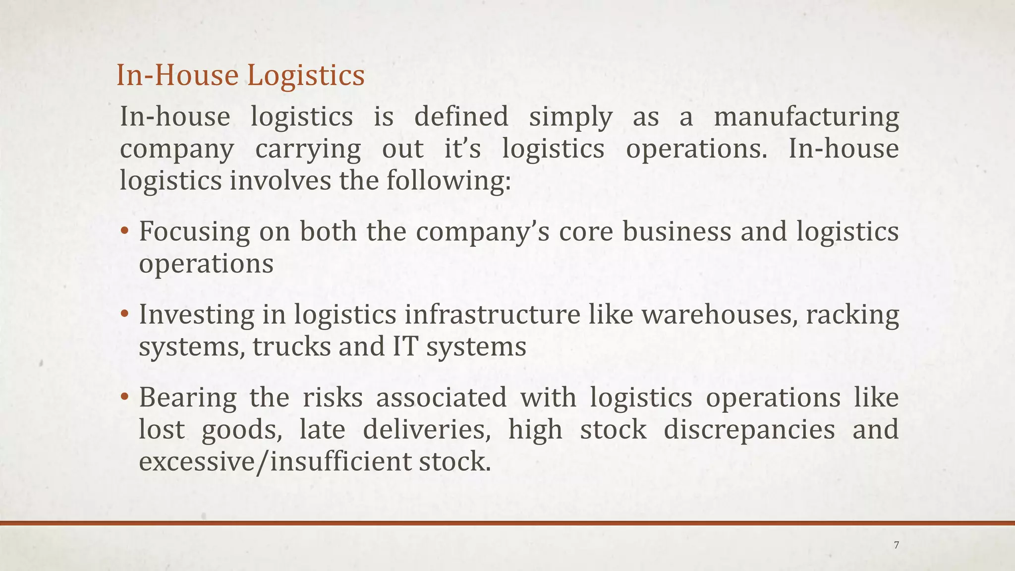 Logistics in manufacturing system | PPTX