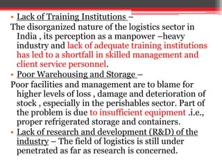Logistics in service industry final | PPTX