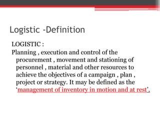 Logistics in service industry final | PPTX | Logistics and ...