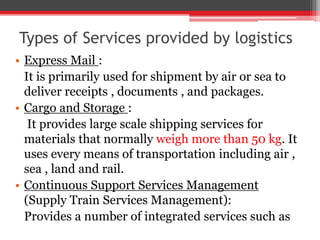 Logistics in service industry final | PPTX