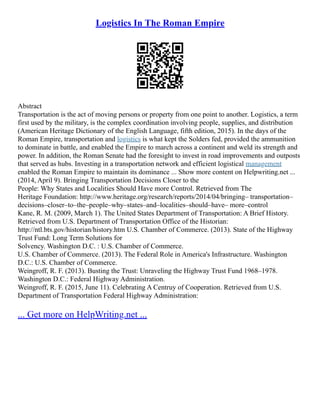 Logistics In The Roman Empire | PDF