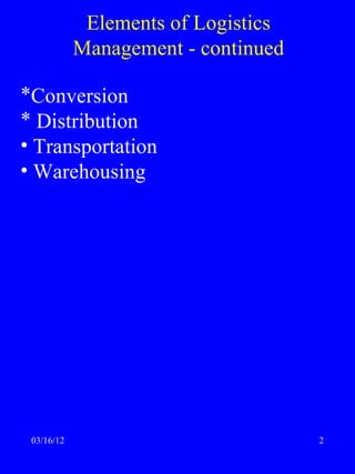 Logistics main | PPT