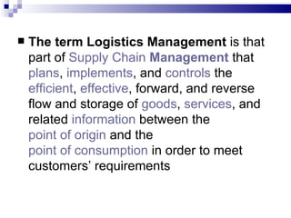 Logistics management latest | PPT