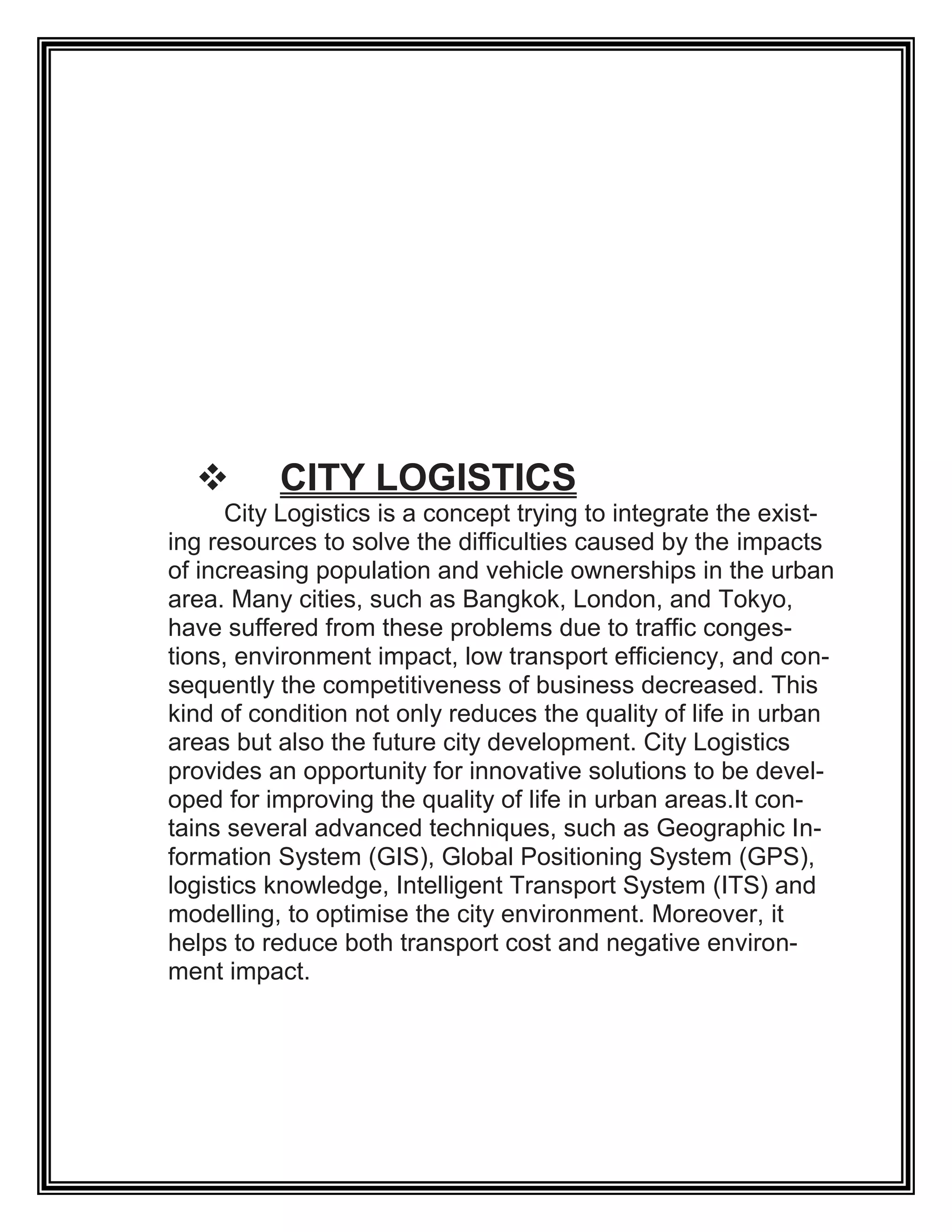 Logistics management 100 marks assignment | DOCX