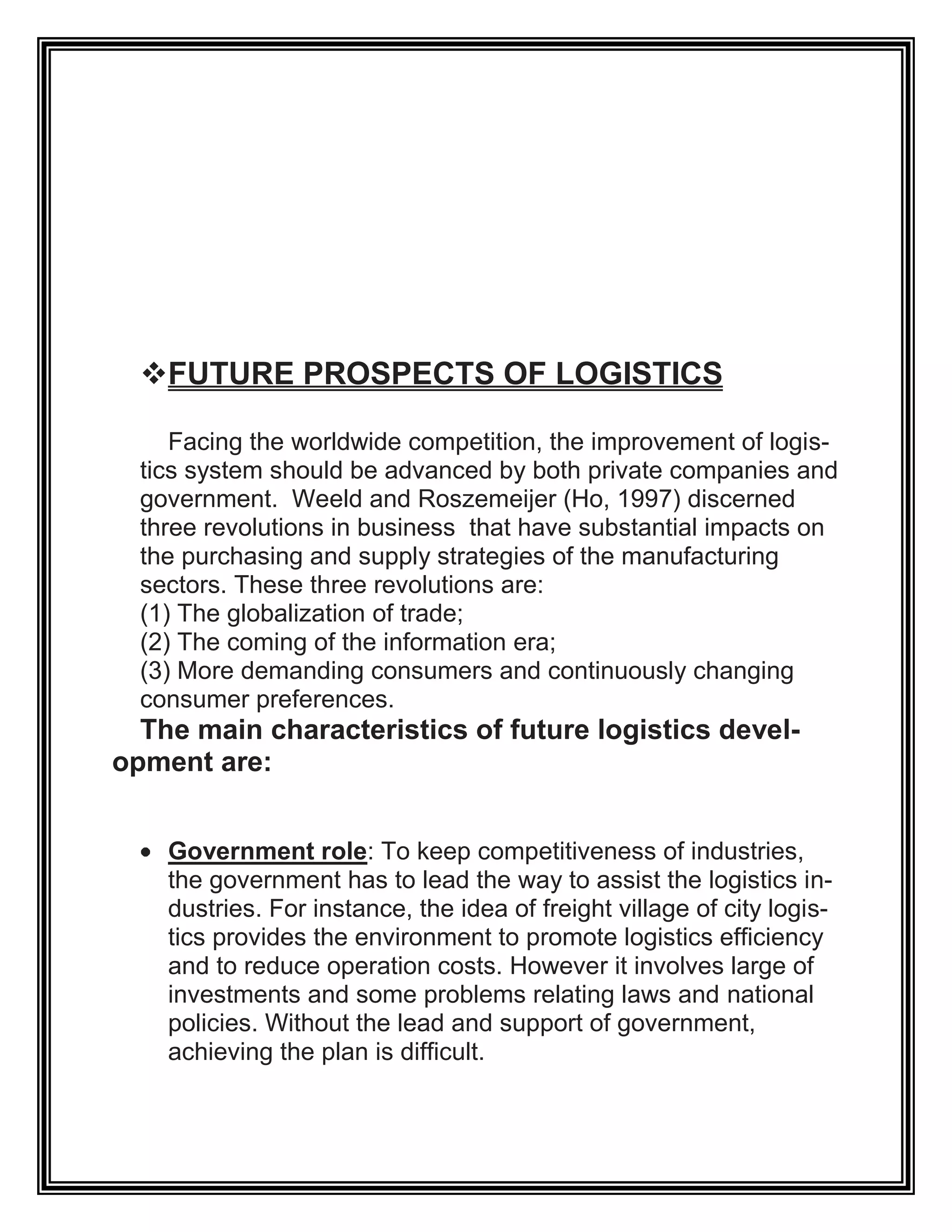 Logistics management 100 marks assignment | DOCX