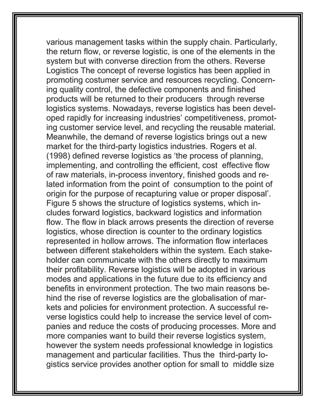 Logistics management 100 marks assignment | DOCX