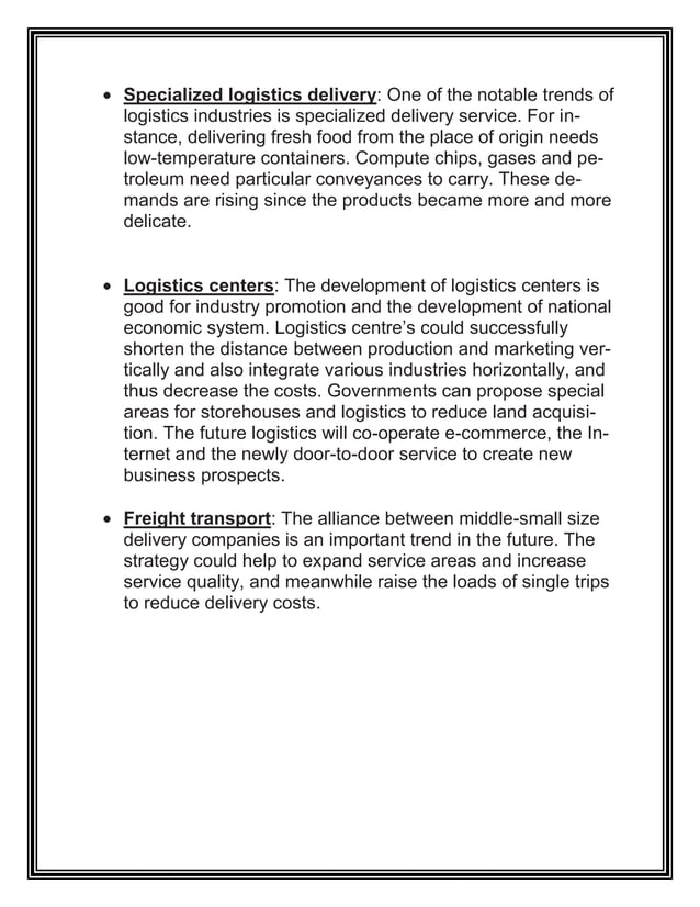Logistics management 100 marks assignment | DOCX