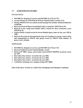 Logistics management analysis reliance industries limited jamnagar | DOC