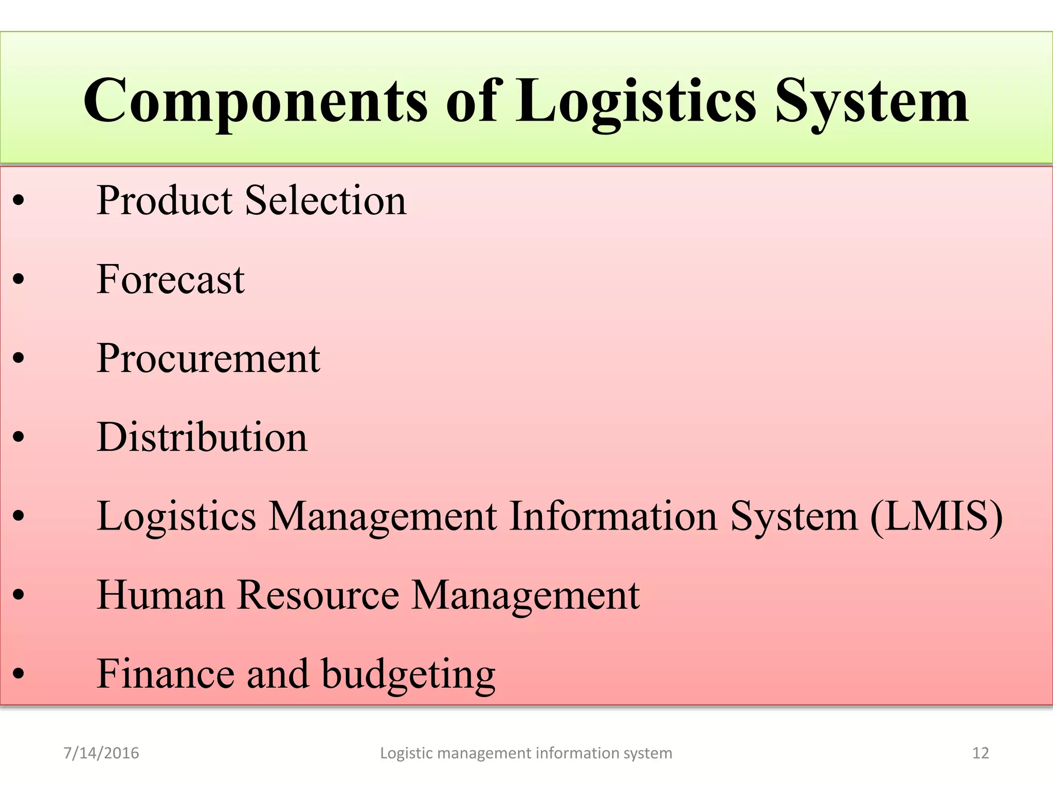 Logistics management information system(lmis) | PPTX