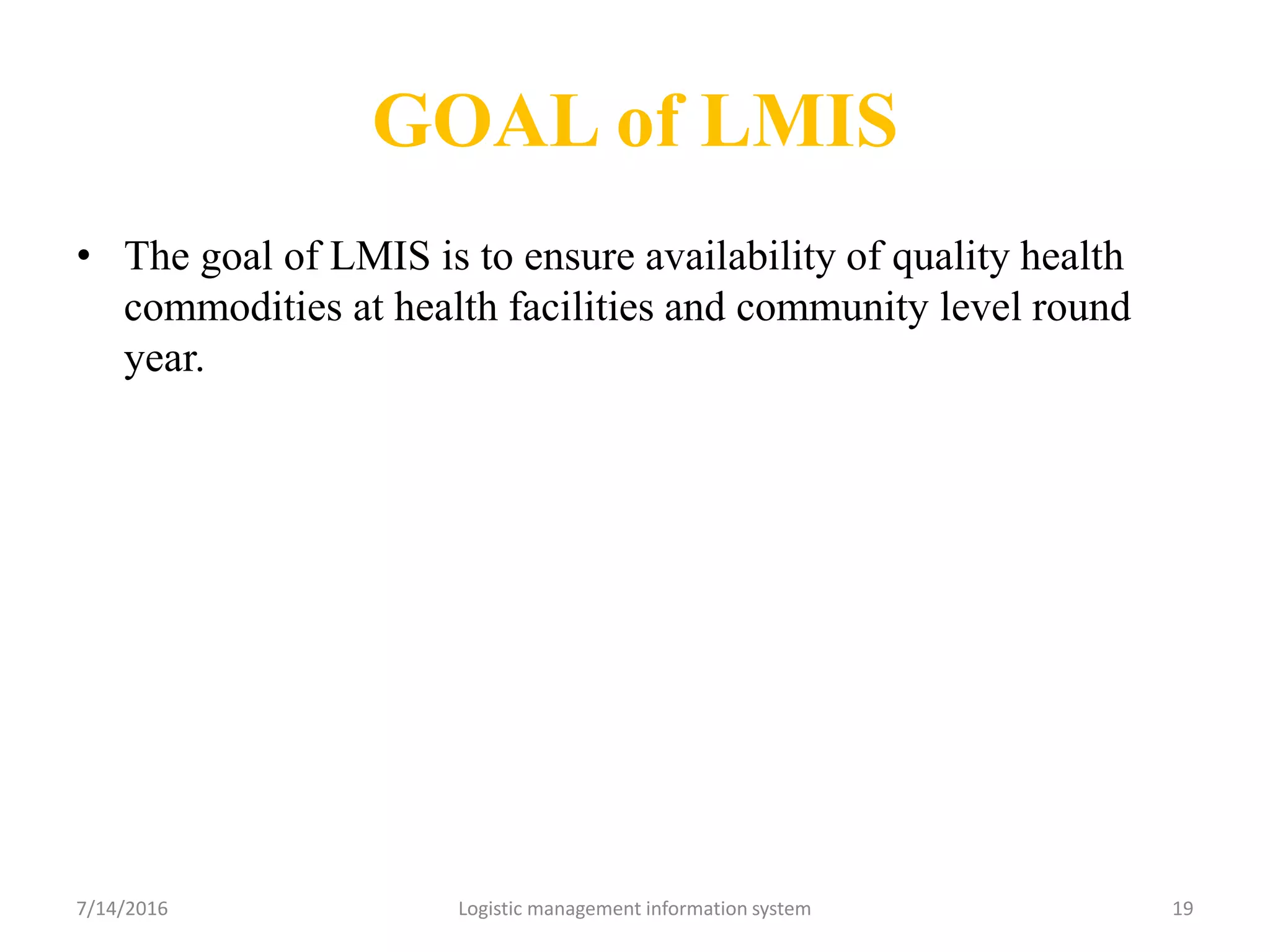 Logistics management information system(lmis) | PPTX