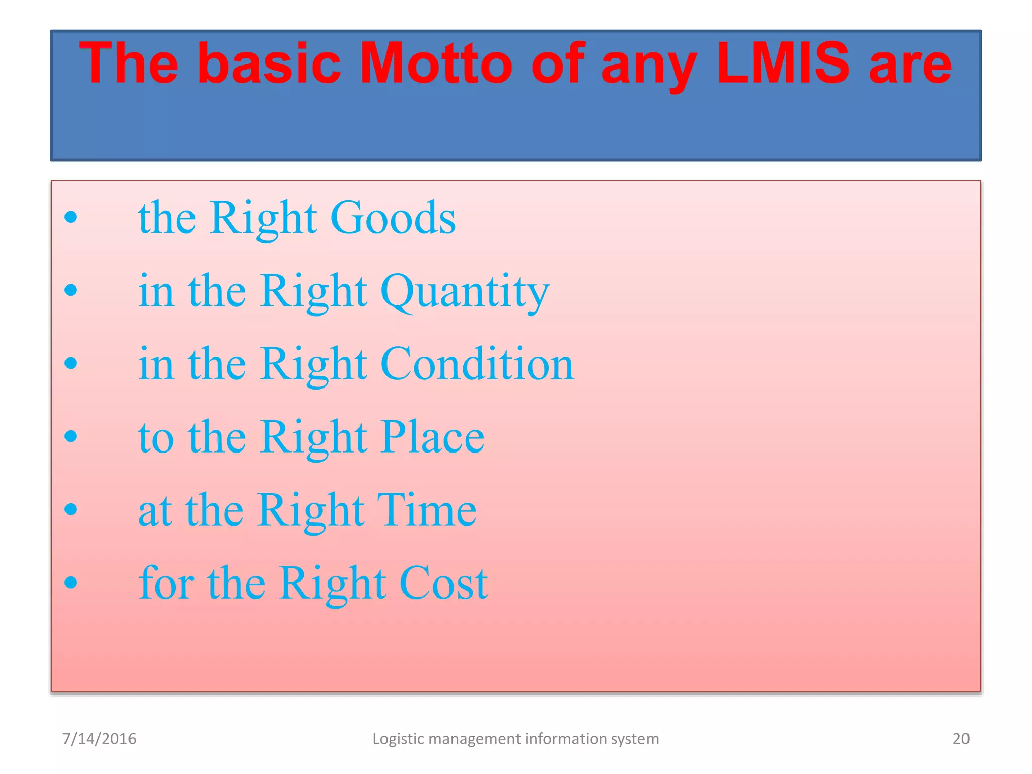 Logistics management information system(lmis) | PPTX