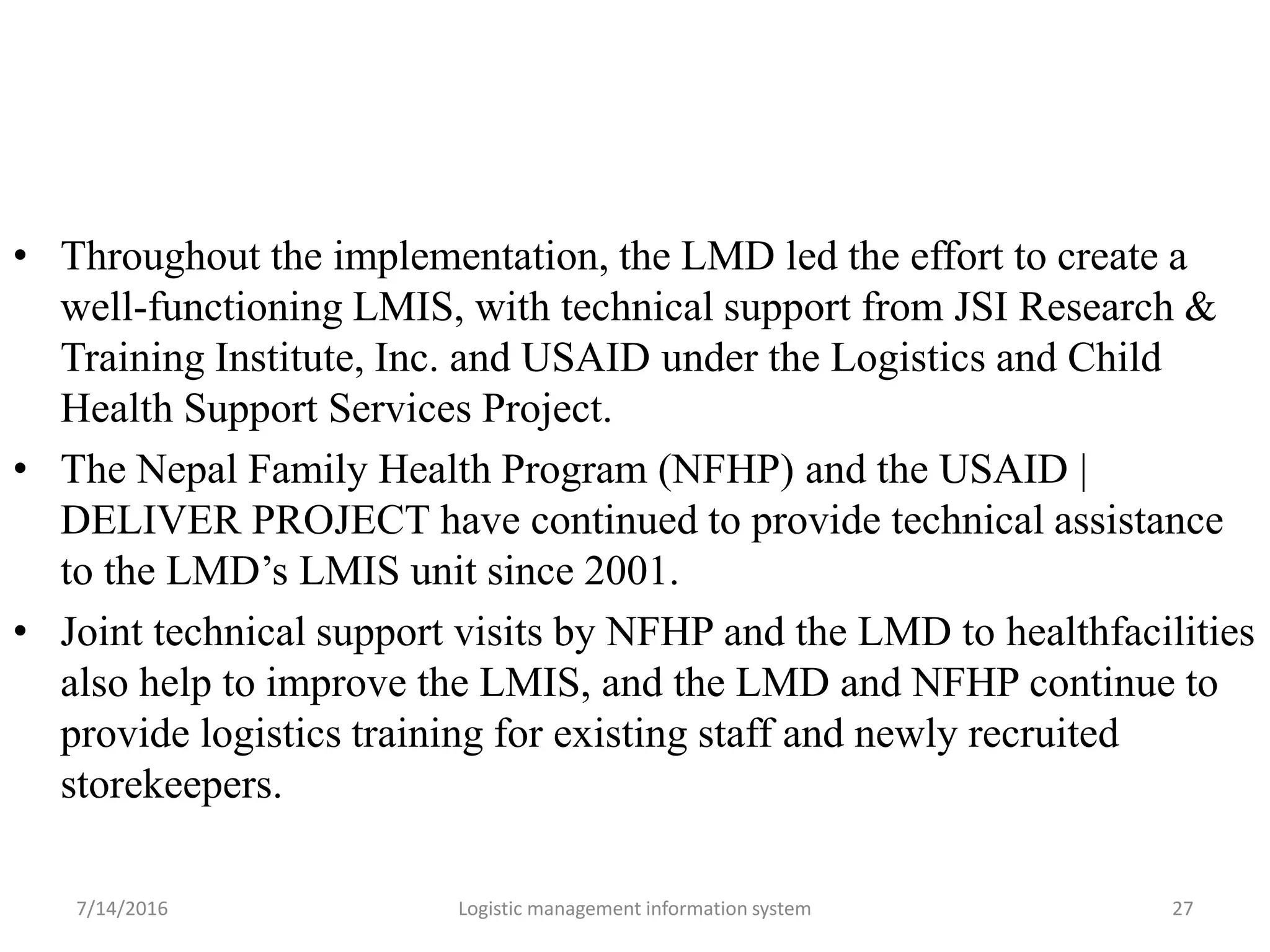 Logistics management information system(lmis) | PPTX