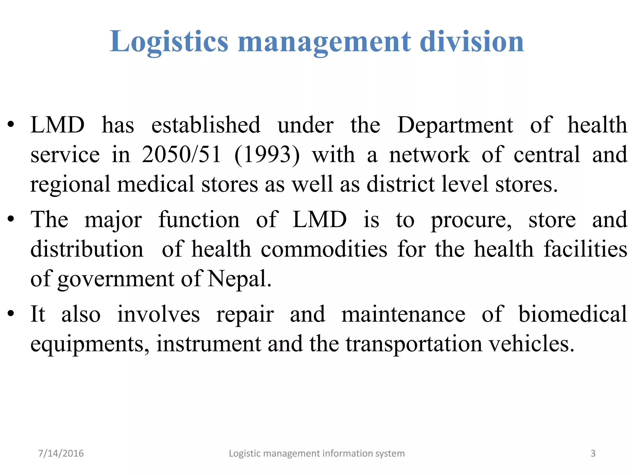 Logistics management information system(lmis) | PPTX
