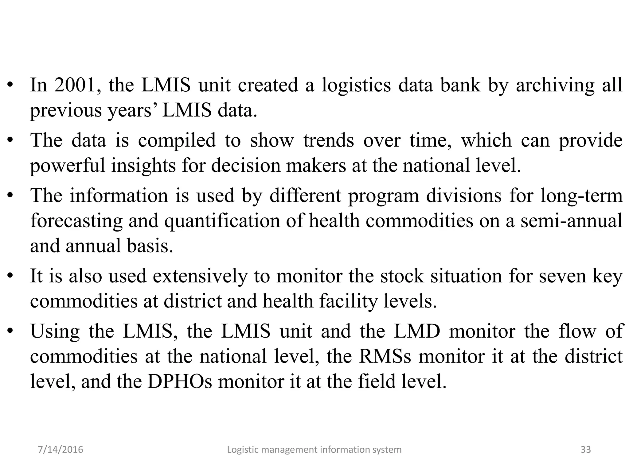 Logistics management information system(lmis) | PPTX
